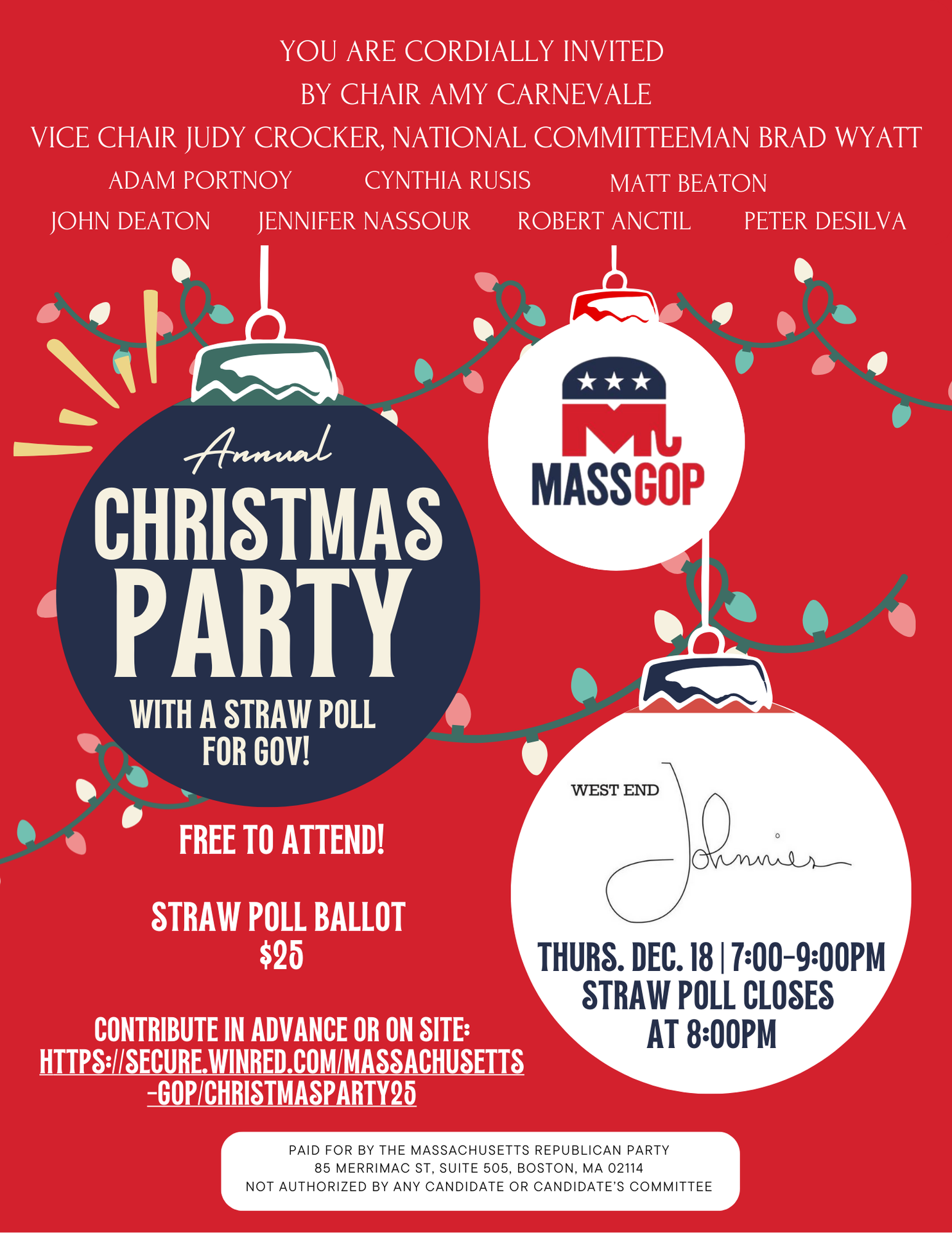 Christmas Party & Straw Poll for Gov!